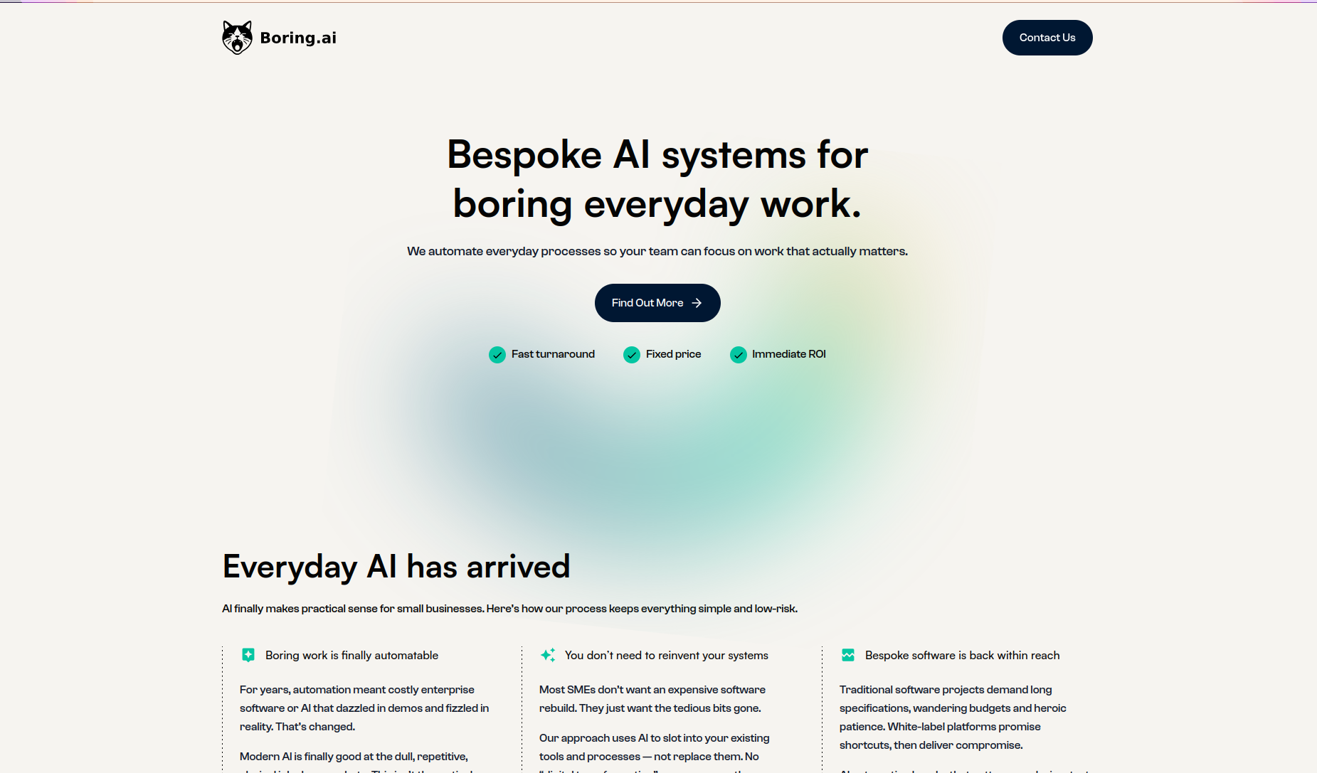 Boring.ai - Bespoke AI systems for everyday work.